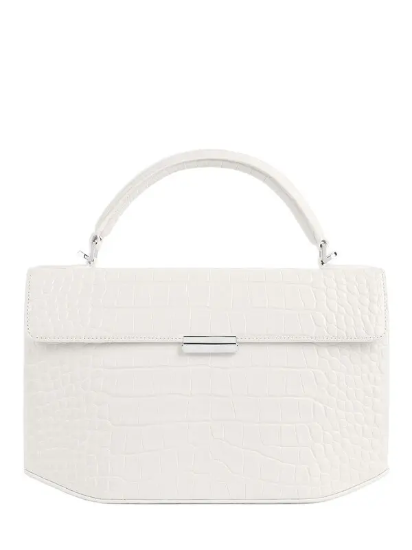 TOTEME Clip Croco-embossed Top Handle - Off-white