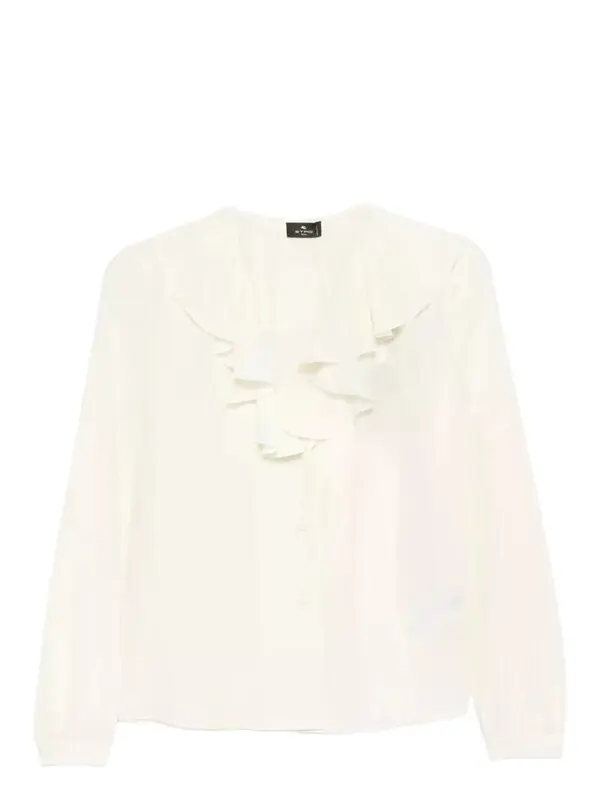 Etro Ruffled Silk Blouse - Neutrals