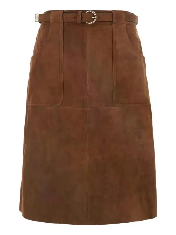 Max Mara Mstennis Belted Midi Skirt - Brown