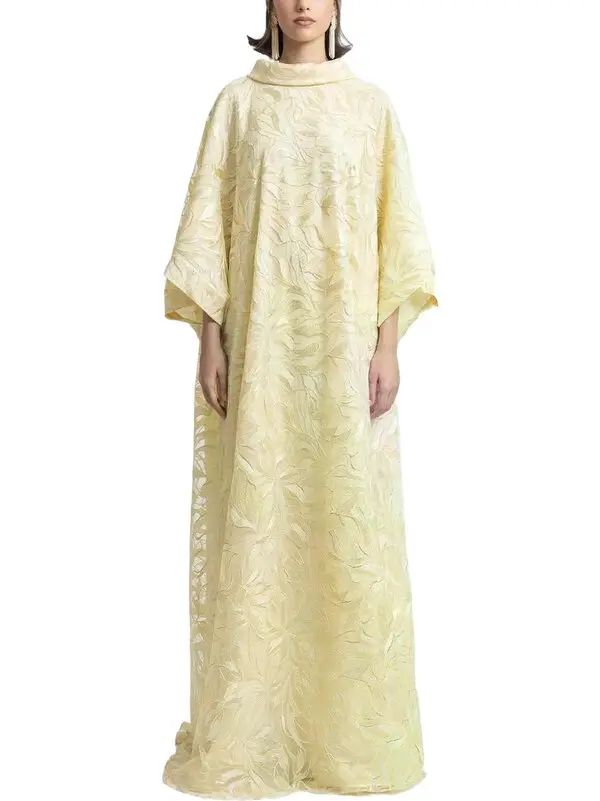 GEMY MAALOUF Embroidered Mock-neck Maxi Dress - Yellow