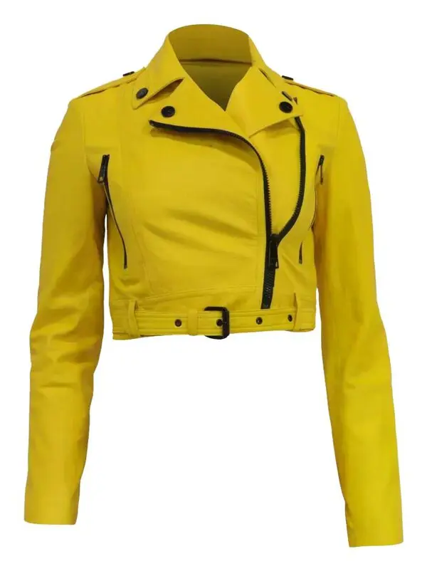 Burberry Cropped Biker Jacket - Yellow
