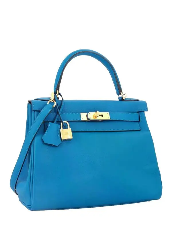 Hermès Kelly Handbag Evercolor With Gold Hardware 28 Satchel - Blue