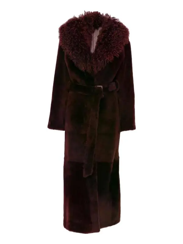 MANOKHI Textured Belted Coat - Red