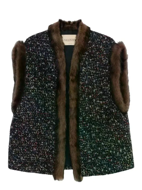 Valentino Garavani Fur-trim Gilet - Blue
