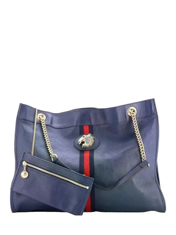 Gucci Rajah Chain Leather Tote Bag - Blue