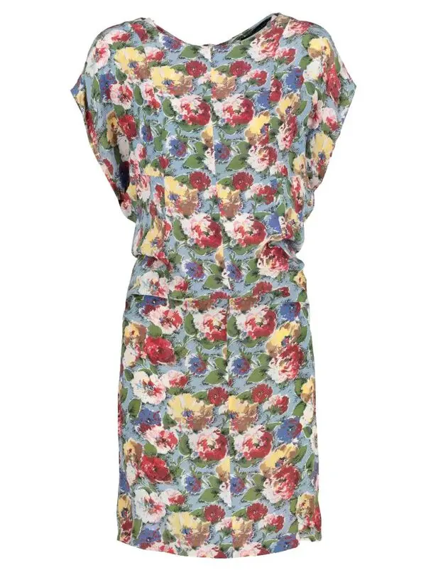 Balenciaga Floral Silk Mini Dress - Blue