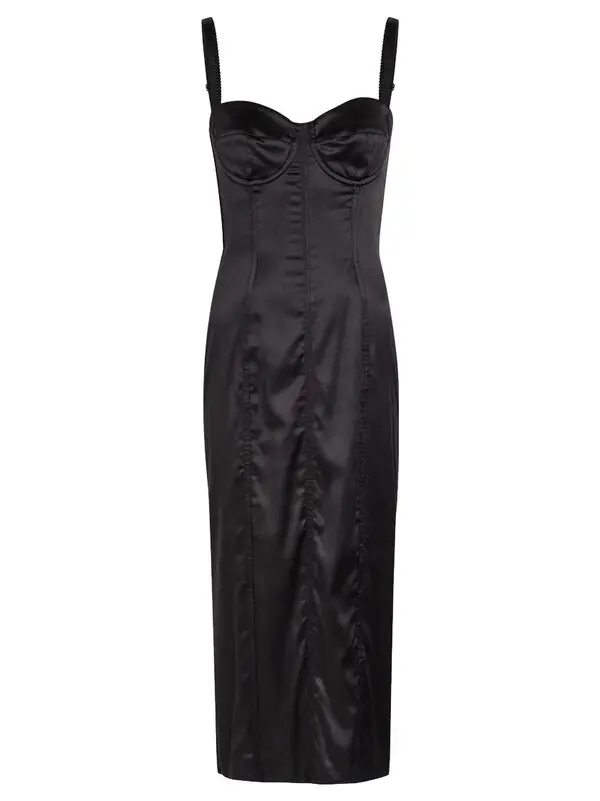 Dolce & Gabbana Stretch-silk Midi Dress - Black
