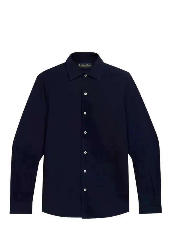 Brooks Brothers Seersucker Open Collar Shirt - Blue