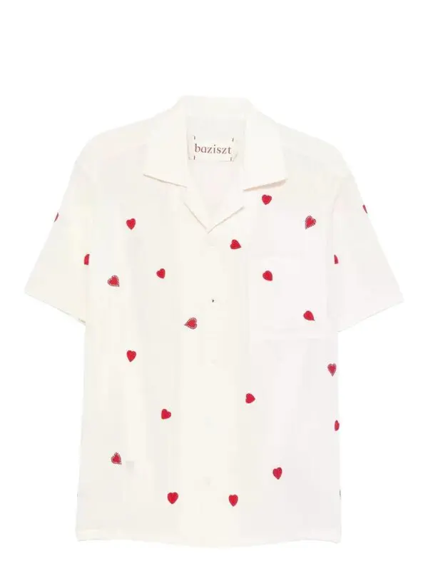 BAZISZT Heart-motif Short-sleeve Shirt - Neutrals