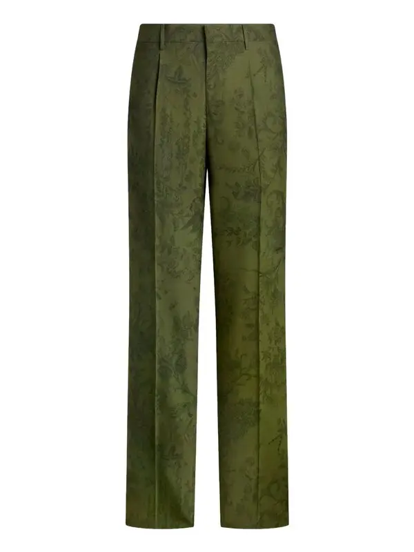 Etro Wool Jacquard Trousers - Green