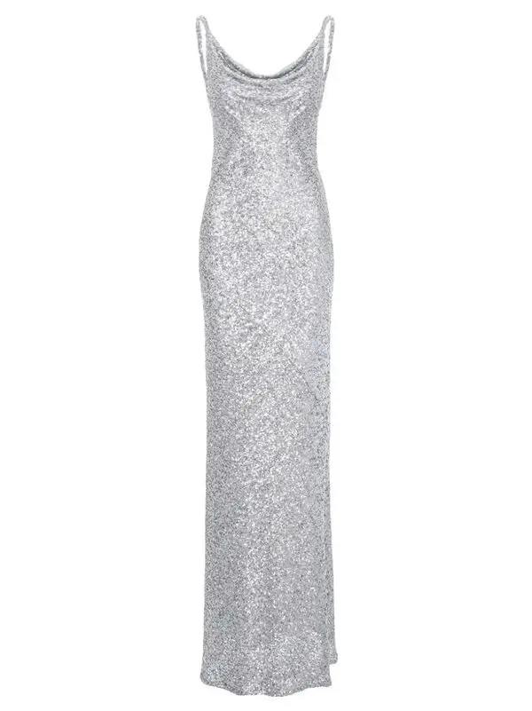 ROSERRY Margot Sleeveless Sequined Gown - Silver