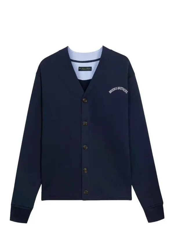 Brooks Brothers Logo V-neck Cardigan - Blue