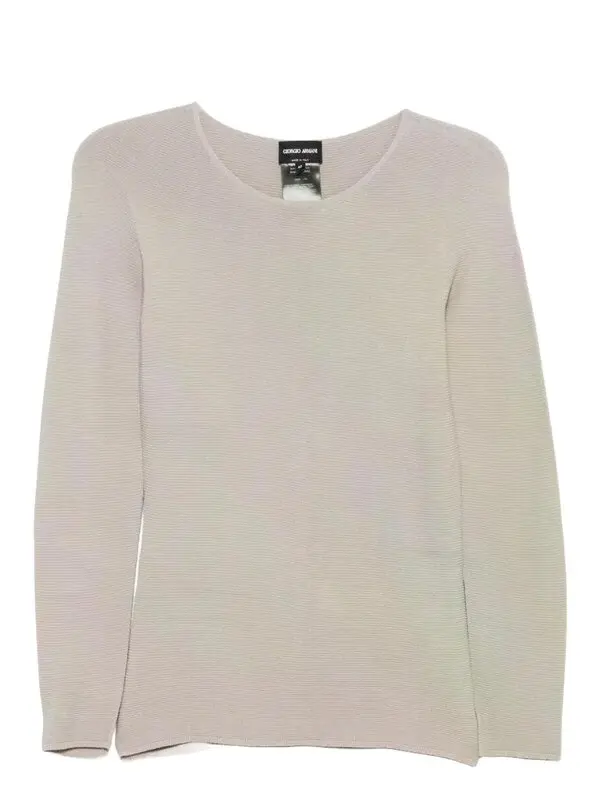 Giorgio Armani Ribbed Crewneck Sweater - Grey