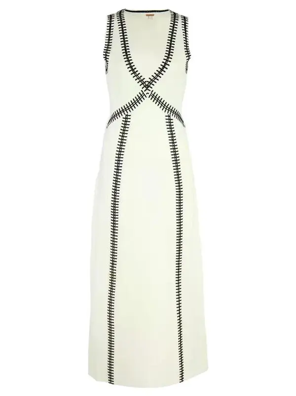 Johanna Ortiz Spiritual V-neck Midi Dress - Neutrals