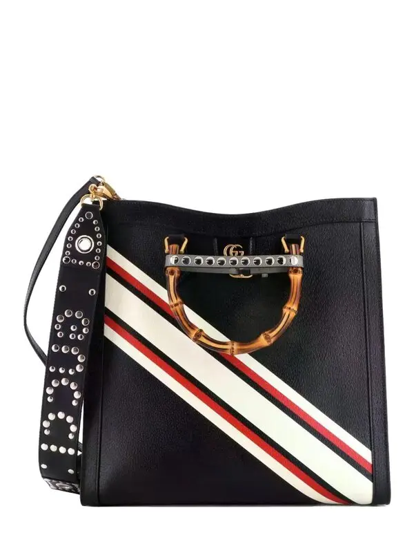 Gucci Diana Nm Bamboo Handle Printed Leather Large Tote Bag - Black
