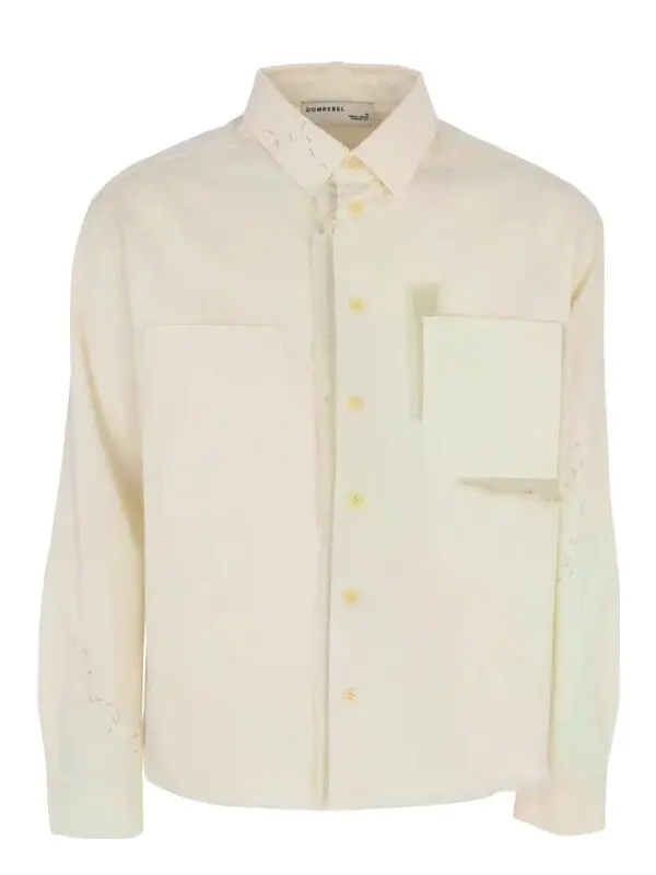 DOMREBEL Sleazer Cropped Frayed Overshirt - Neutrals
