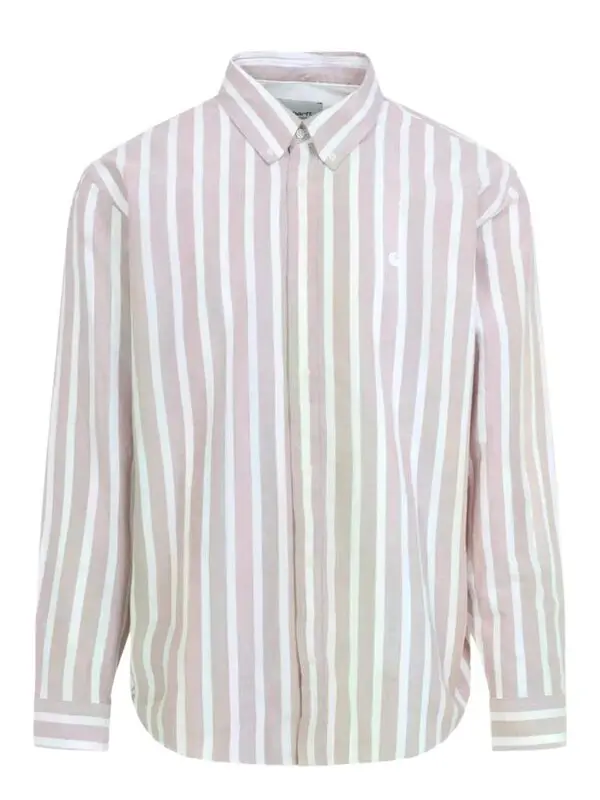 Carhartt Work In Progress Striped Shirt With Logo Embroidery - Red