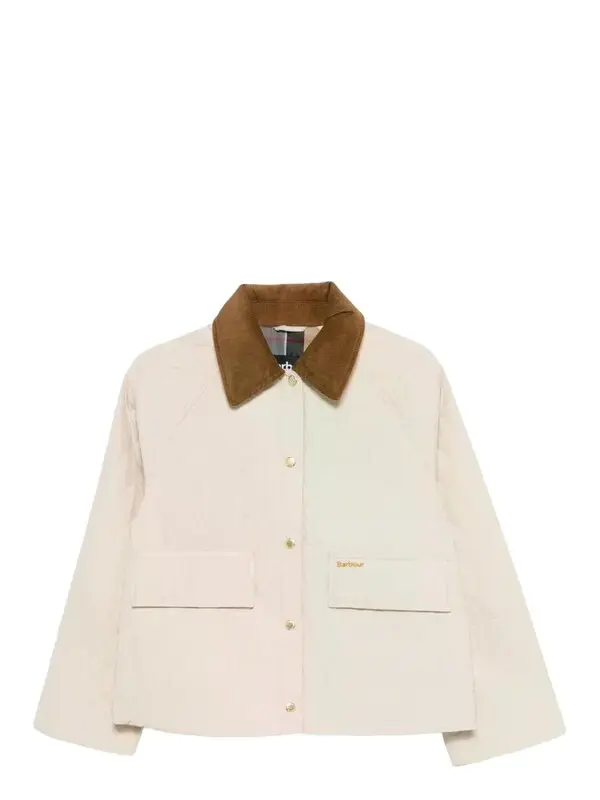 Barbour Quilted Jacket With Corduroy Collar - Neutrals