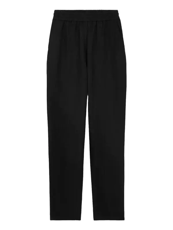 AMI Paris Blended Linen Elasticated Waist Trousers - Black