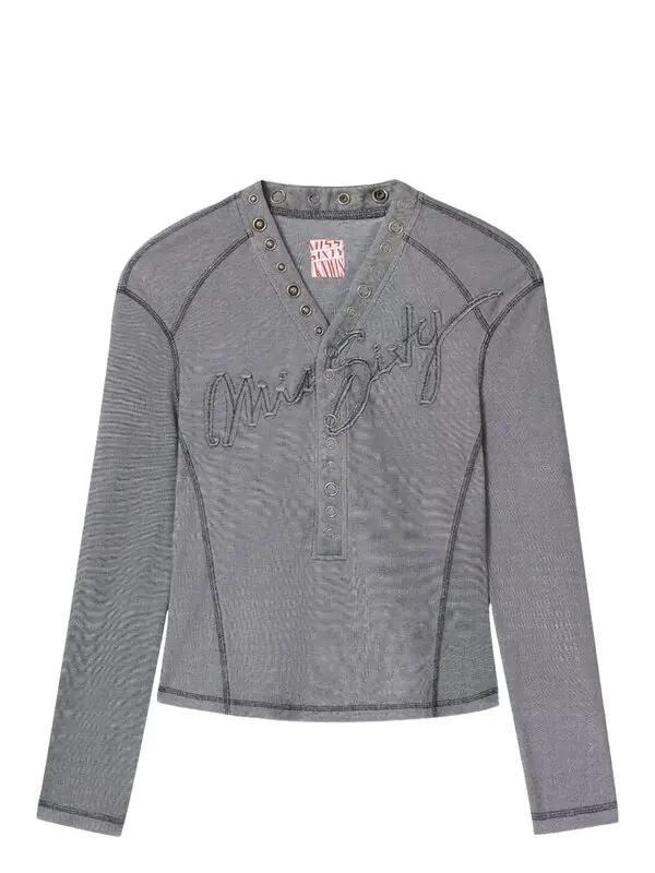 Miss Sixty Button-down Logo T-shirt - Grey