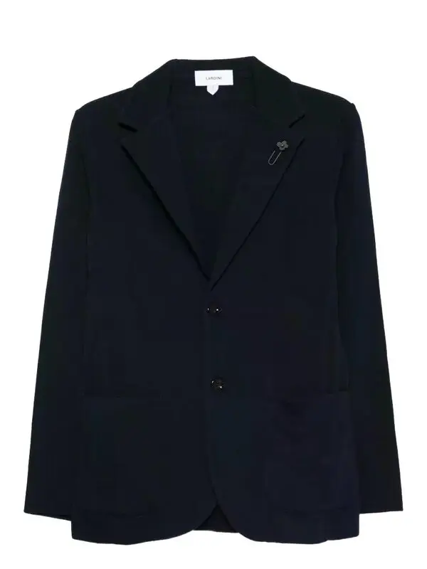 LARDINI Brooch Knit Blazer - Blue