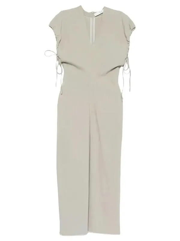 TELA D. Luna Drawstring V-neck Midi Dress - Grey