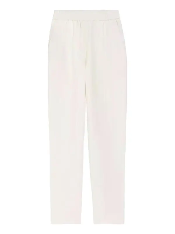 AMI Paris Blended Linen Elasticated Waist Trousers - Neutrals