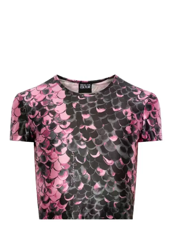Versace Print Cropped T-shirt - Pink