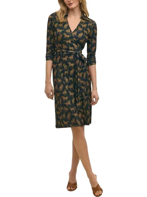 Brooks Brothers Printed Wrap Dress - Blue