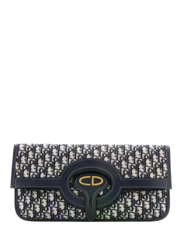 Dior Fold Over Oblique Canvas Clutch Bag - Blue