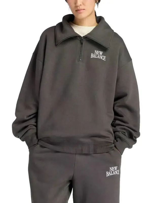 NEW BALANCE Trackside Embroidered Half-zip Sweatshirt - Grey