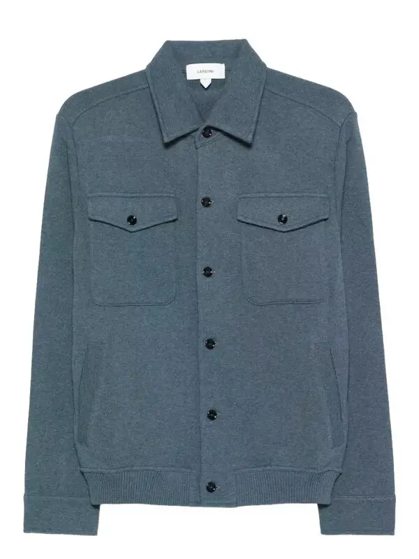 LARDINI Buttoned Cotton Jacket With Pockets - Blue
