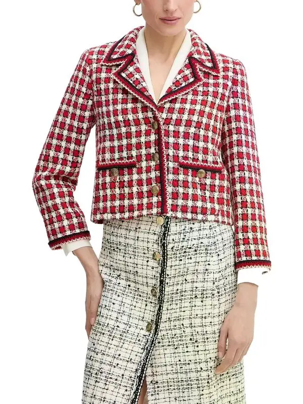 Luisa Spagnoli Villarosa Checked Button Jacket - Red