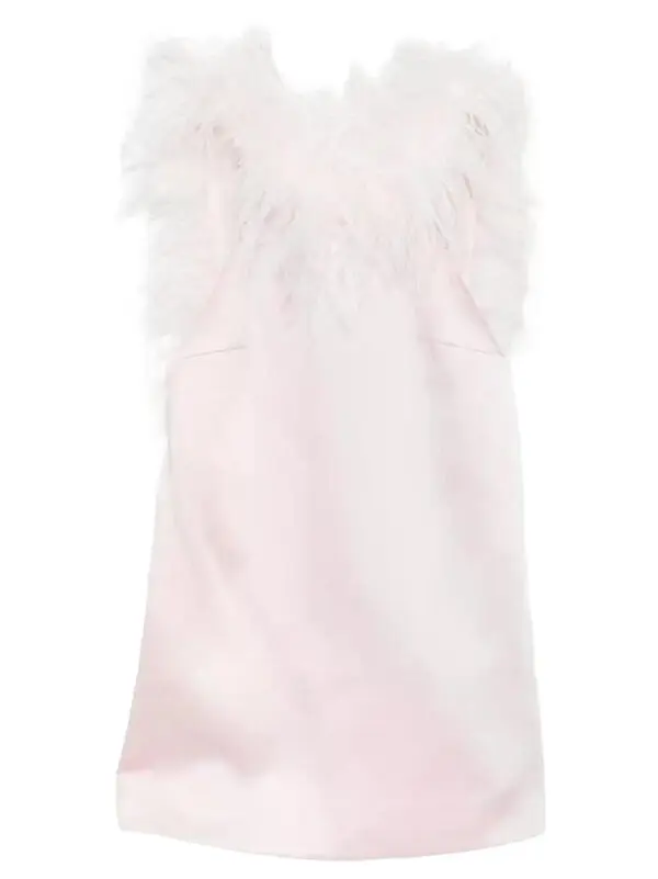 Retrofete Feather-trim Mini Dress - Pink