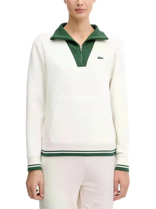 Lacoste Zip Mock-neck Sweater - White