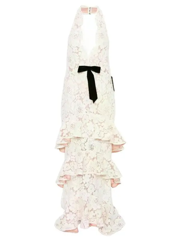 Retrofete Senara Lace Ruffled Maxi Dress - Neutrals