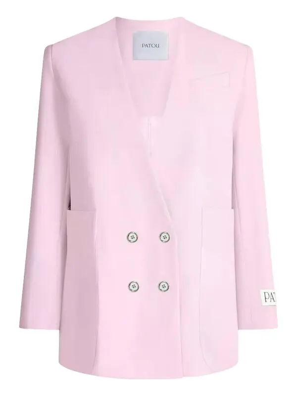 PATOU Double-breasted Collarless Blazer - Pink
