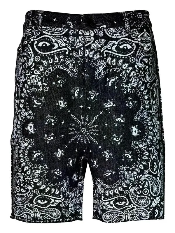 HACULLA. Paisley-pattern Denim Shorts - Black