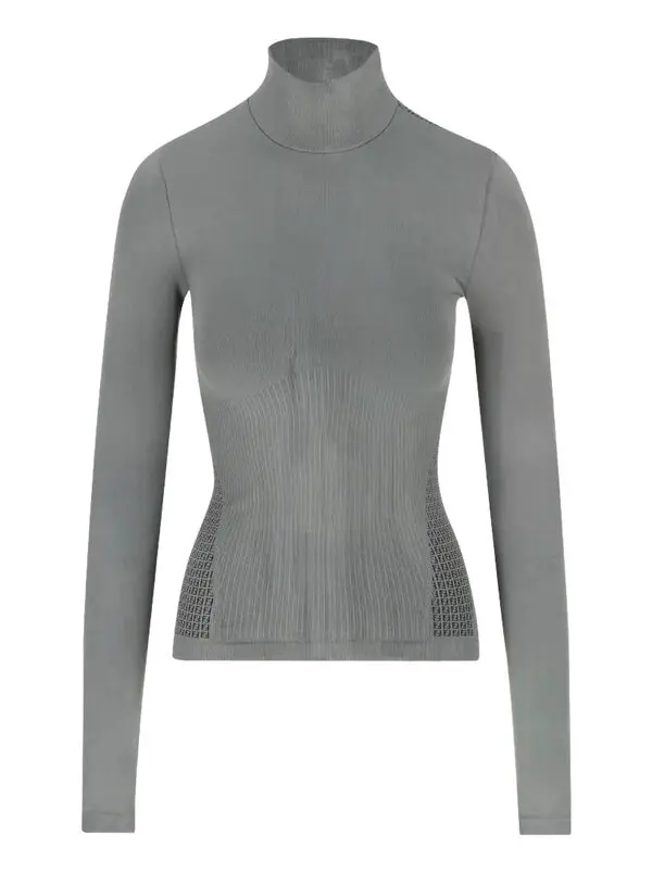 Fendi Monogram Turtleneck Top - Grey