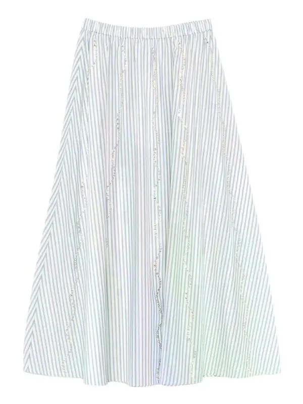 Sandro Striped Embellished A-line Skirt - White