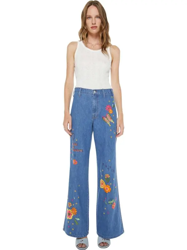 MOTHER The Heyday Hustler Roller Hodgepodge Jeans - Blue