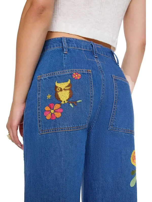 MOTHER The Heyday Hustler Roller Hodgepodge Jeans - Blue