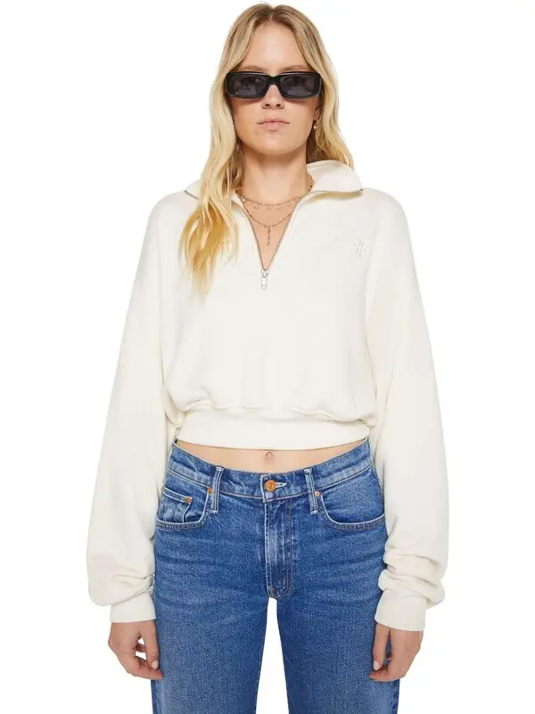 Eterne Terne Cropped Half-zip Sweatshirt - White