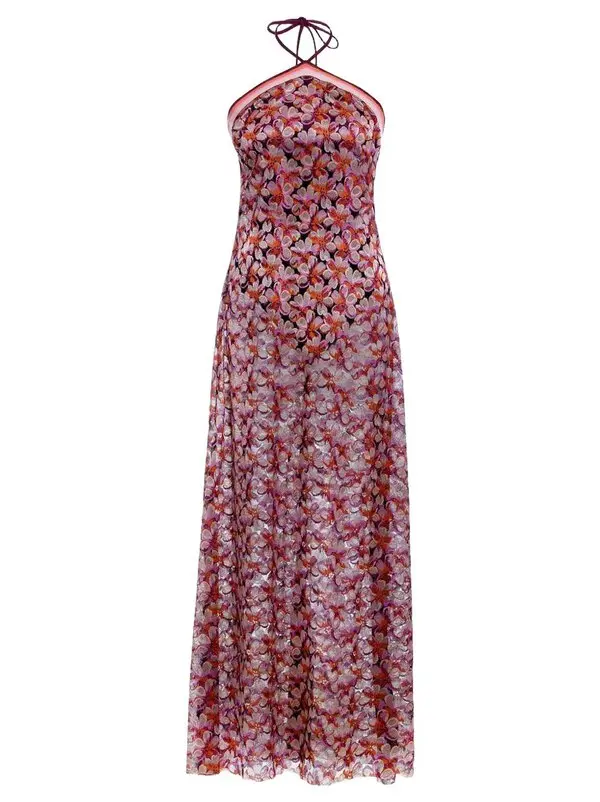 Agua Bendita Sari Halterneck Maxi Dress - Pink