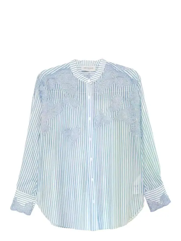 ERMANNO FIRENZE Striped Lace-detail Shirt - White