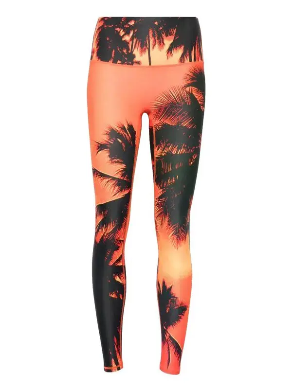 BLUE SKY INN Palm-print Performance Leggings - Orange