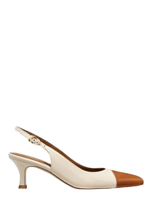 MARGAUX LONNBERG The Colette Cap-toe Slingbacks - Cotton And Saddle Nappa