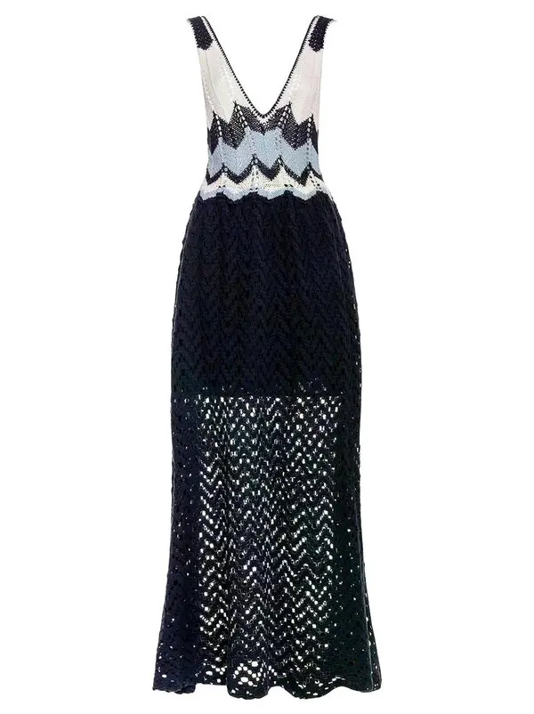 Agua Bendita Ginebra Crochet-knit Maxi Dress - Blue