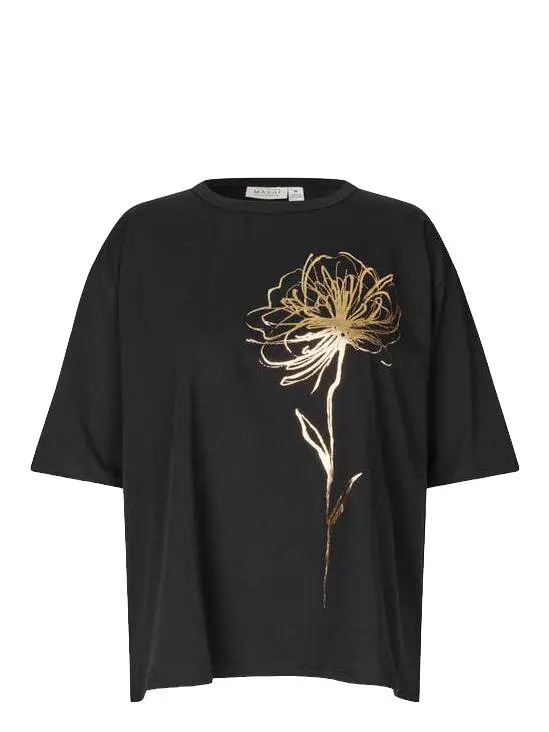 MASAI COPENHAGEN Madoreann Short Sleeve Printed T-shirt - Black
