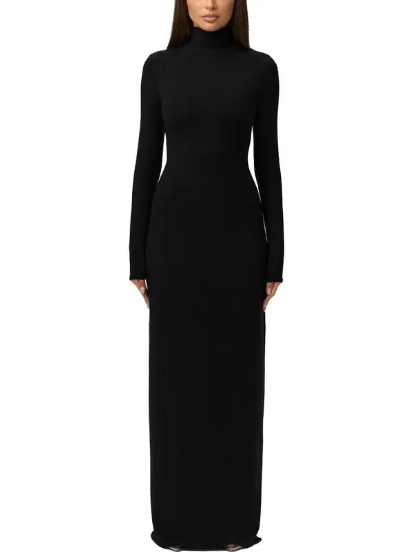 Naked Wardrobe Butter Turtleneck Maxi Dress - Black